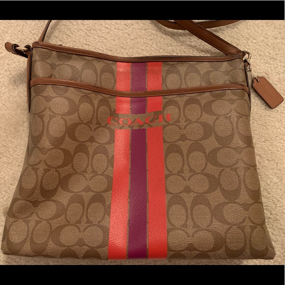Coach Varsity Stripe File Crossbody Bag - Gem